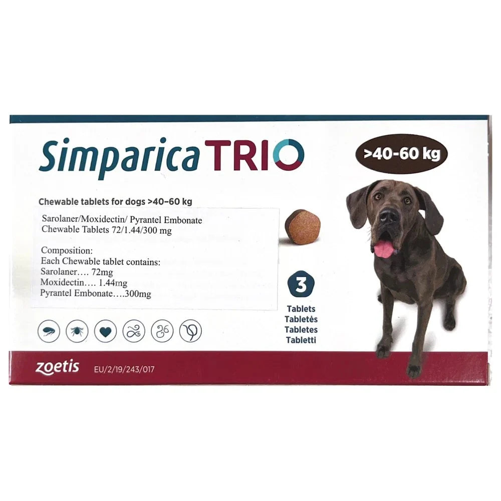 Simparica Trio Chewable Tablets for Extra Large Sized Dogs weighing 40 – Goneticky